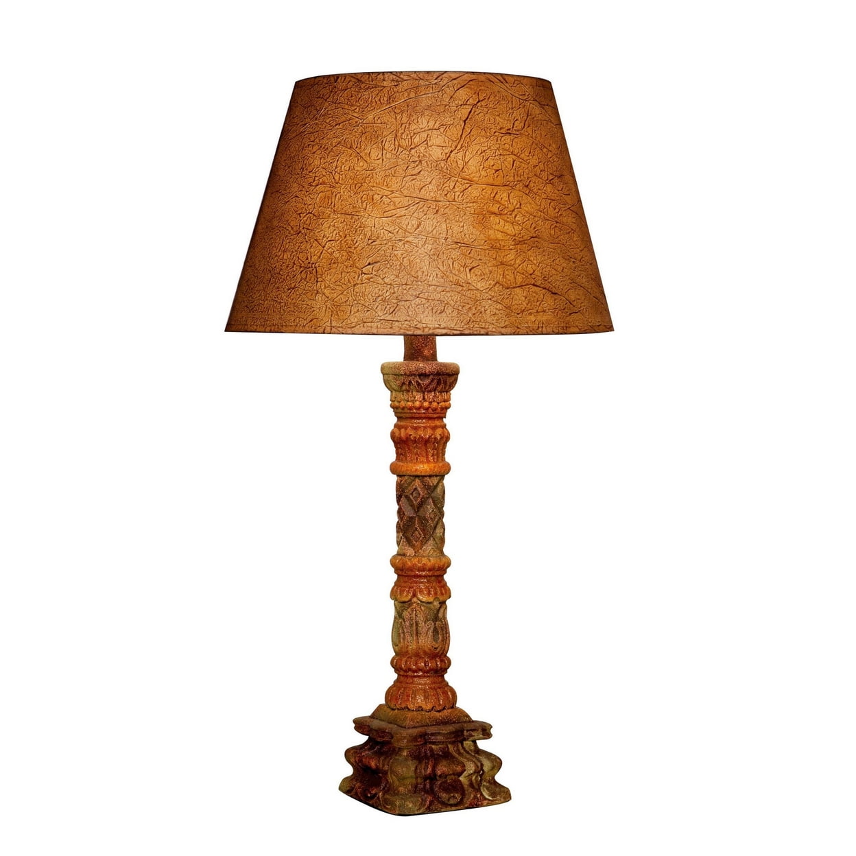 31 Inch Table Lamp, Empire Shade, Turned Pedestal Stand, Brown Hydrocal ...