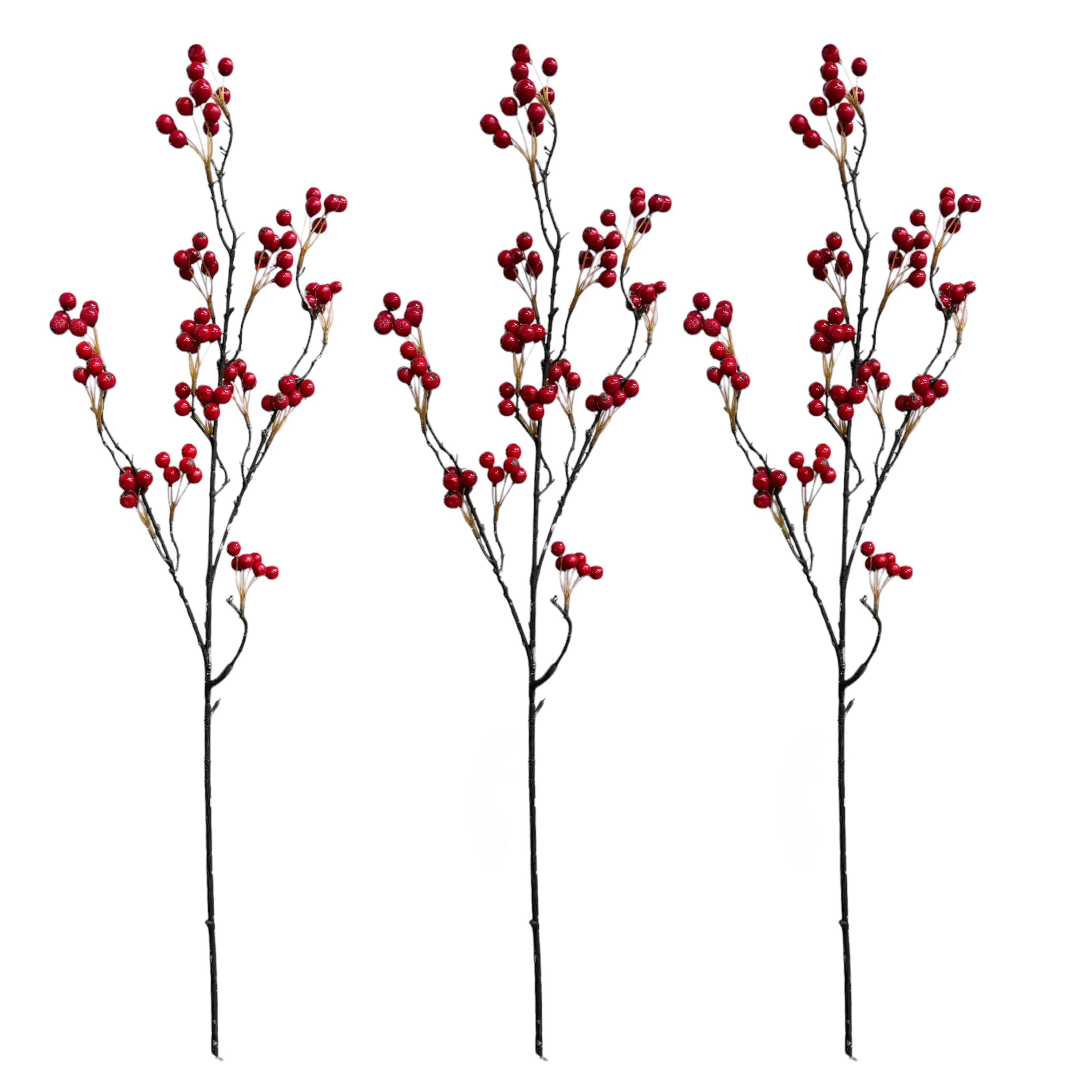 31-Inch Tall Artificial Christmas Berry Stems for Holiday Decor Set of ...