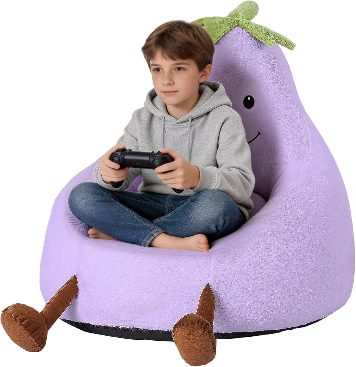 31 Inches Memory Foam Bean Bag Chair with Machine Washable Faux Rabbit ...