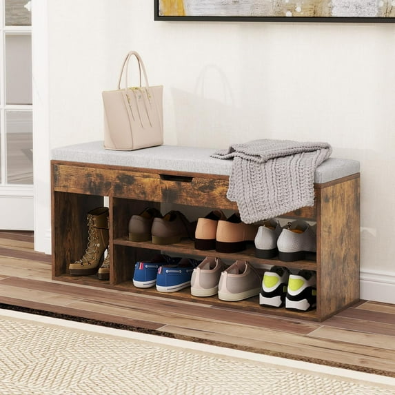 31 Inches Shoe Storage Bench, 3 Tier Shoe Rack Organizer w/Flip-Top ...