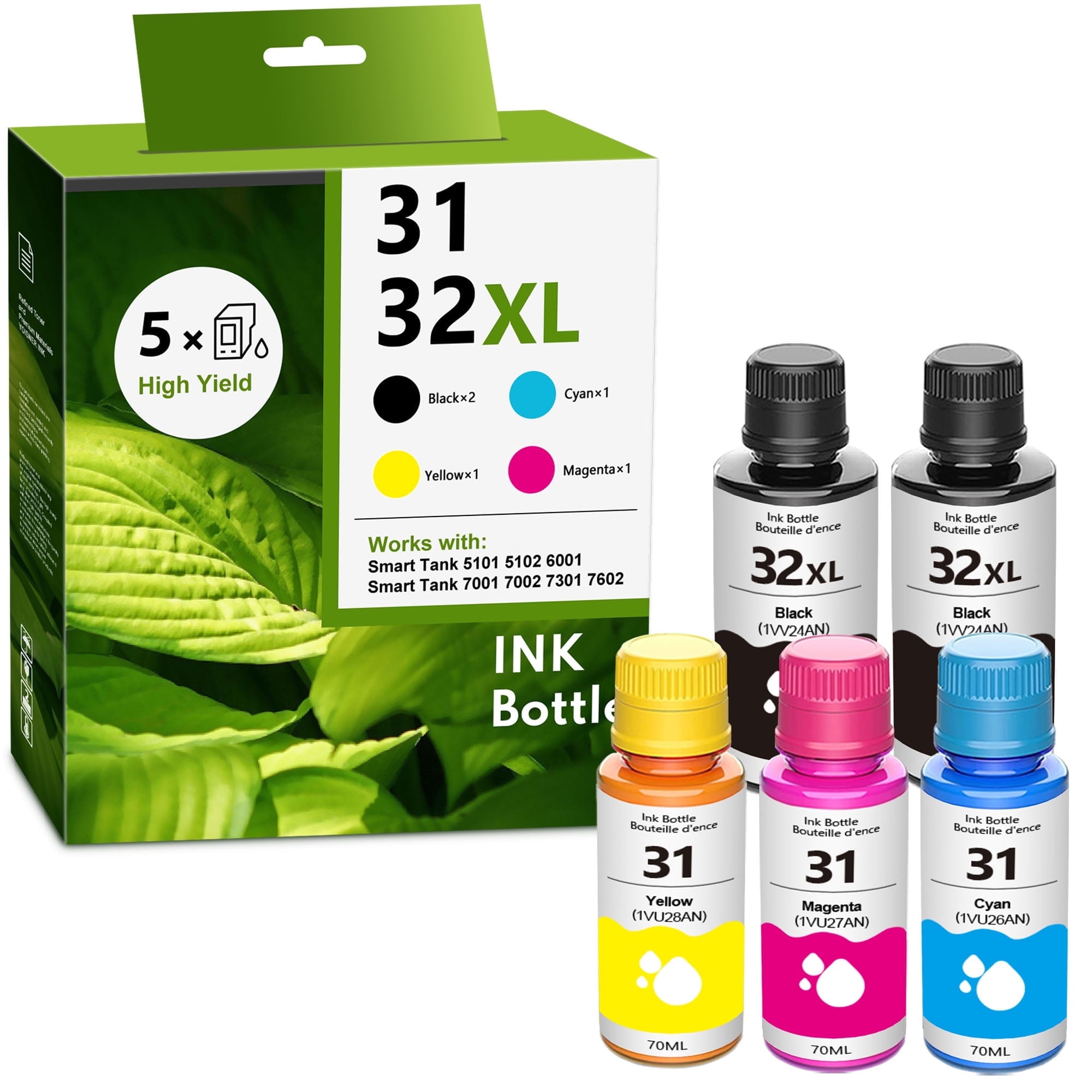 31 Ink 32XL Black Ink Bottle Set Compatible for HP 31 32 XL Ink Bottle ...