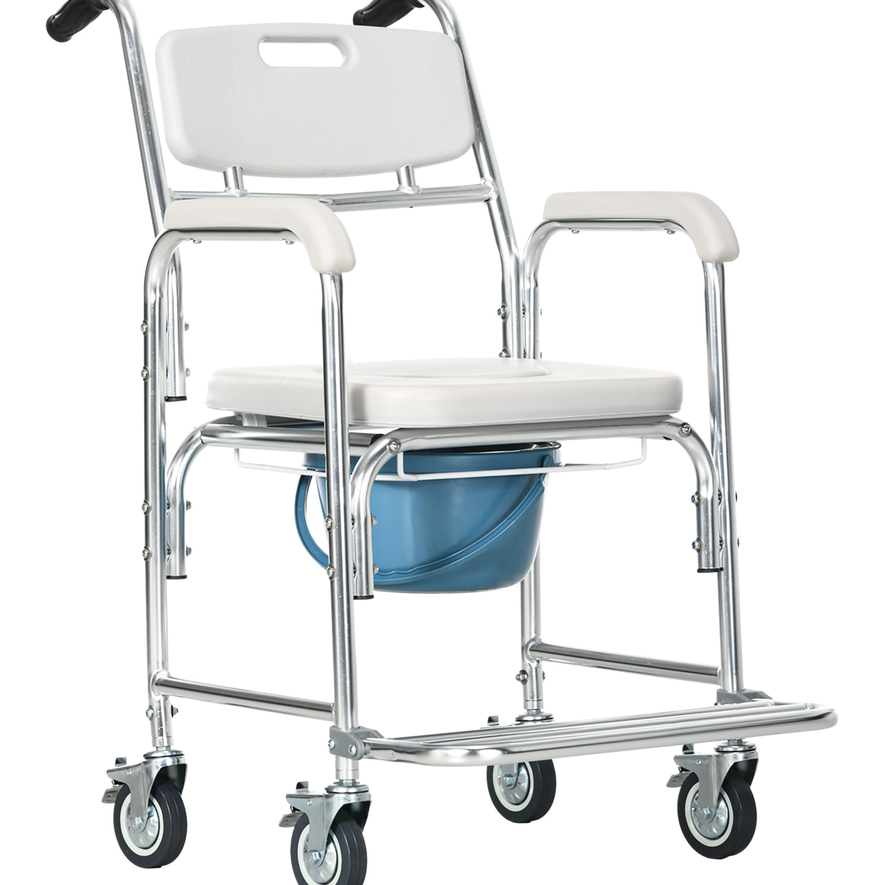 31 Mobility Toilet Chair, Gray. 330 Lbs Weight Capacity. Padded Seat ...