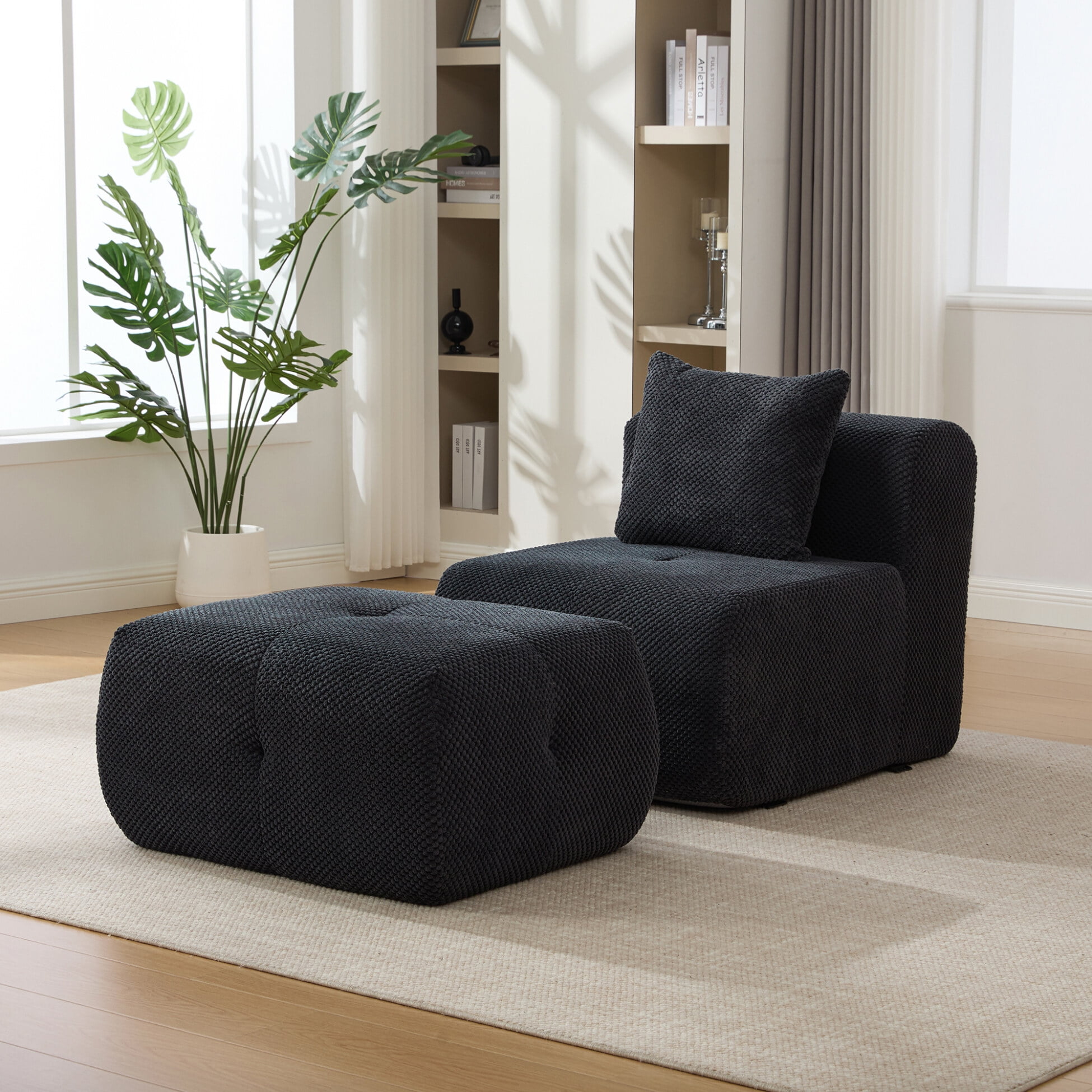 31" Modular Sectional Sofa with Ottoman Set, Single Boneless Seat Sofa ...