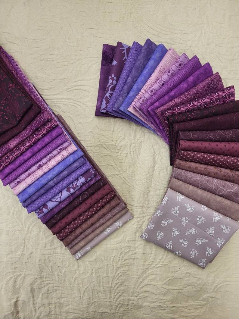 31.Mulberry and Grape Purple fat quarters fabric bundle of 20 high ...