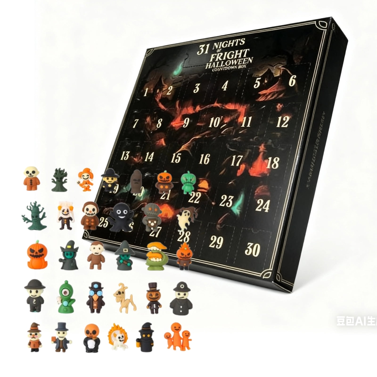 31 Nights Of Fright - Halloween Countdown Box with Figurines, Halloween ...