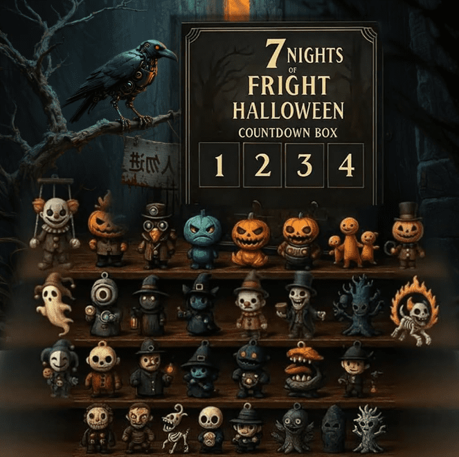 31 Nights of Fright - Halloween Countdown Box with Figurines, Halloween ...