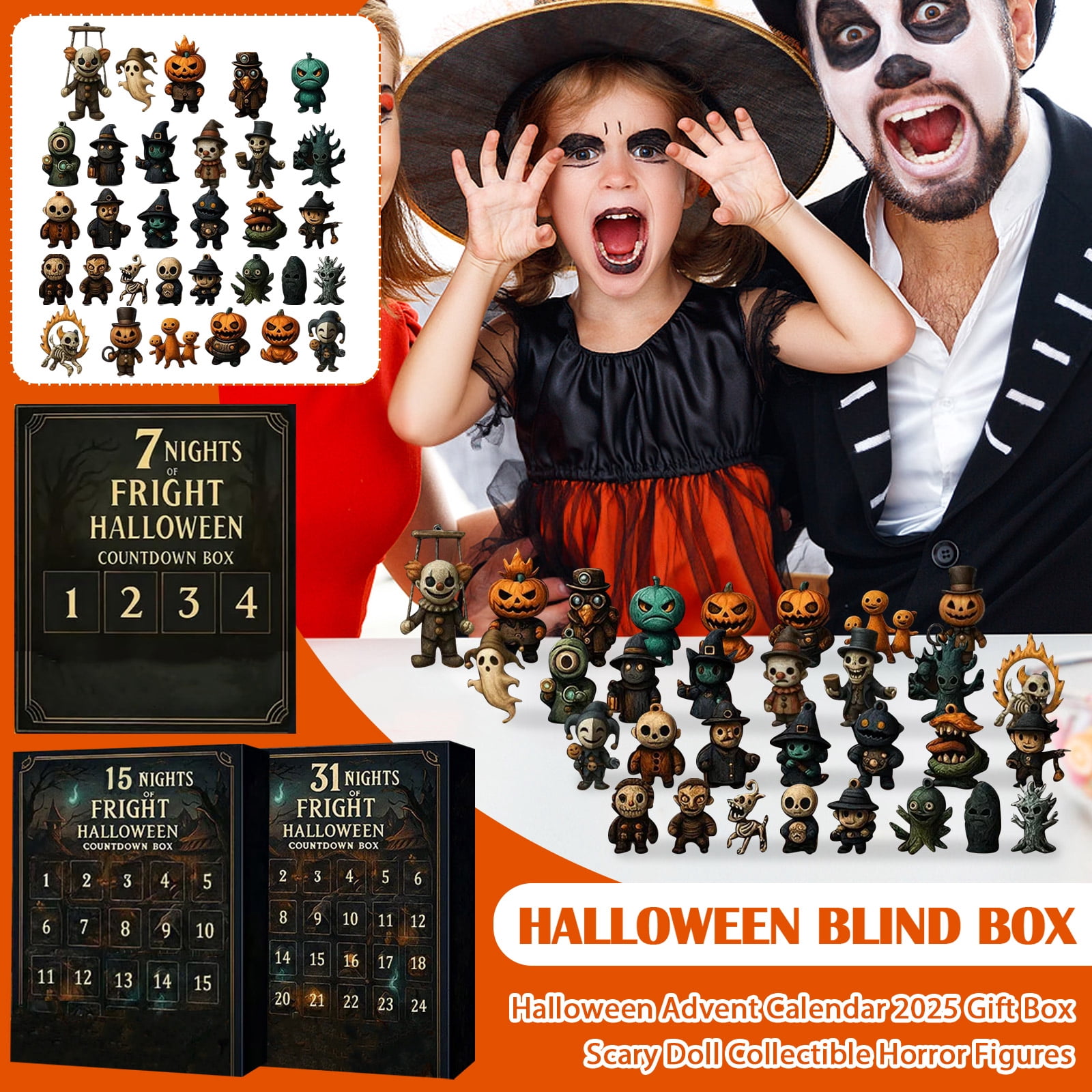 31 Nights of Fright - Halloween Countdown Box with Figurines, Halloween ...