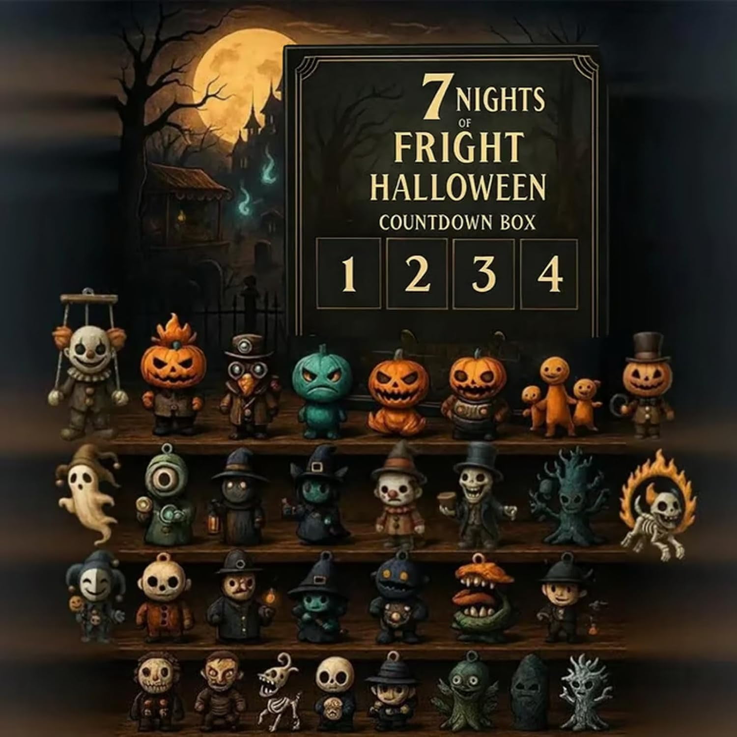 31 Nights of Fright - Halloween Countdown Calendar Box with Figurines ...