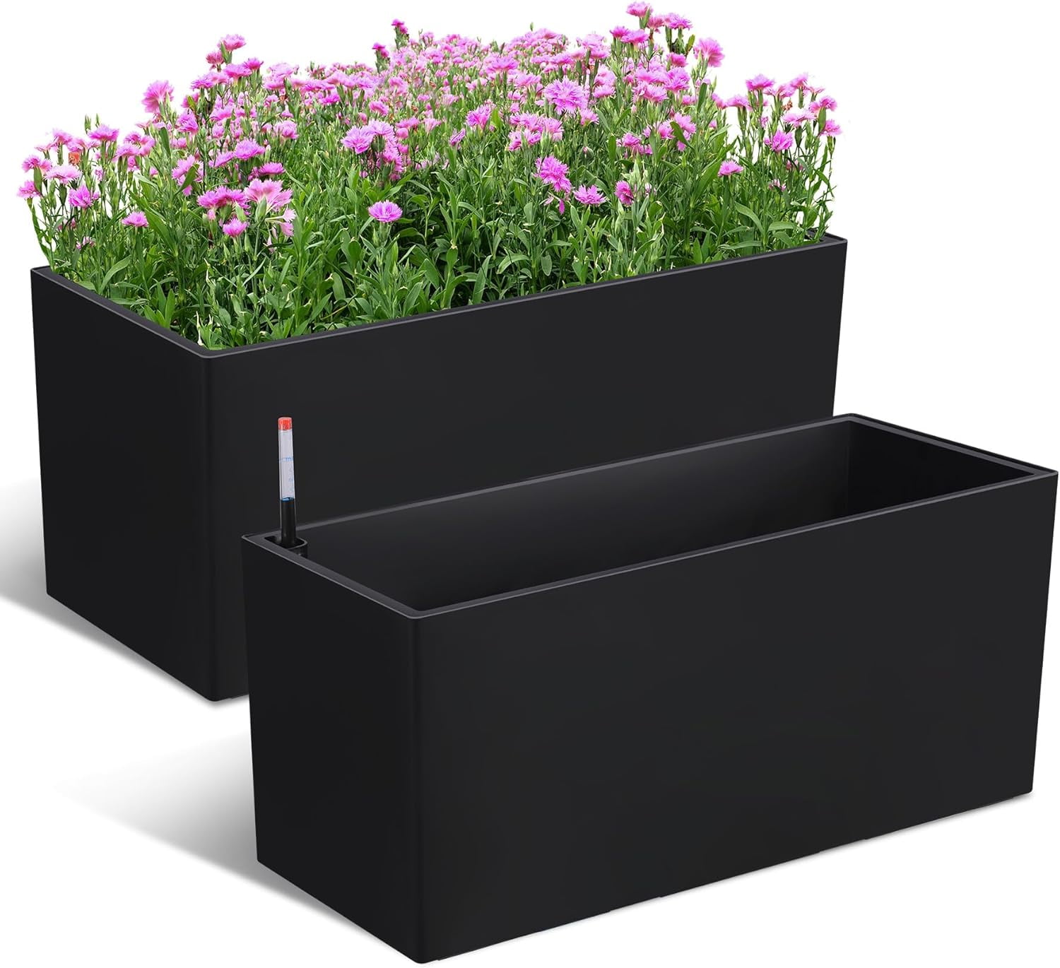 31" Outdoor Planters Set of 2, Self Watering Pots with Water Level ...