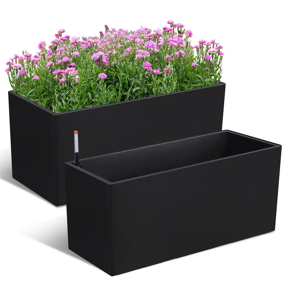 31" Outdoor Planters Set of 2, Tall Planters for Outdoor Plants, Self ...