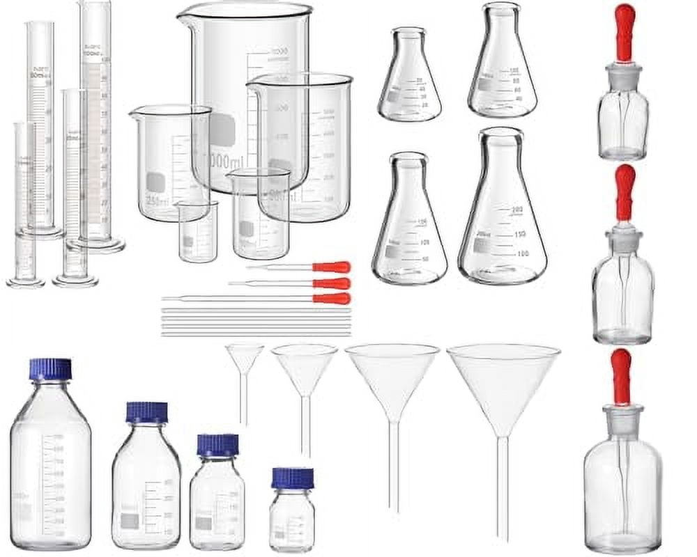 31 Pcs Lab Glassware Set Include Measuring Beakers Cylinders Erlenmeyer ...