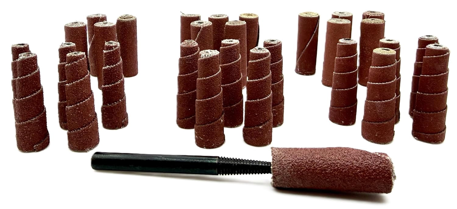 31 Piece Abrasive Sanding Cartridge Spiral Roll Sander Kit, Mini Cone ...