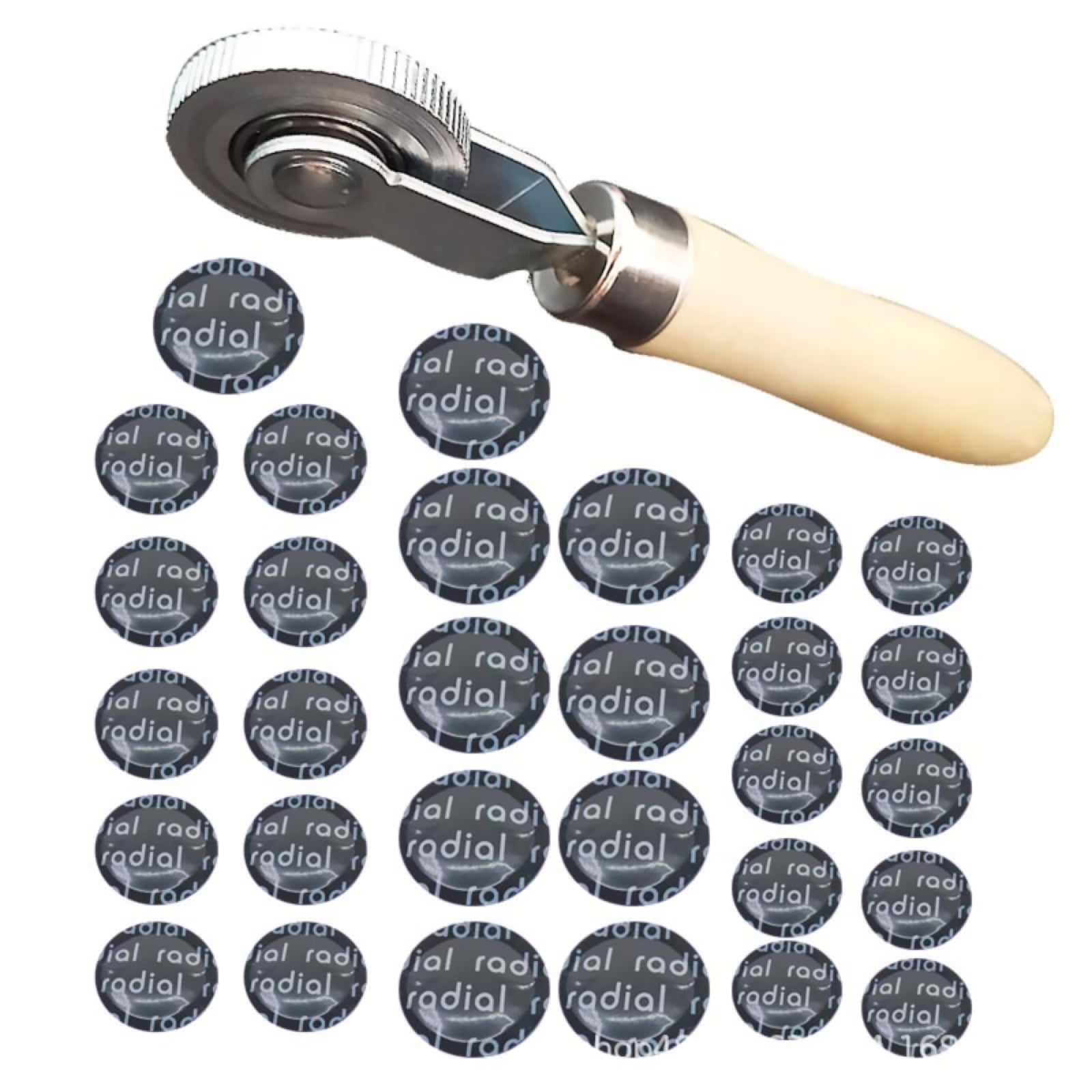 31-Piece Tire Repair Tool Kit Tire Patch Roller and Assorted Round Tire Patches Cars Repair ...