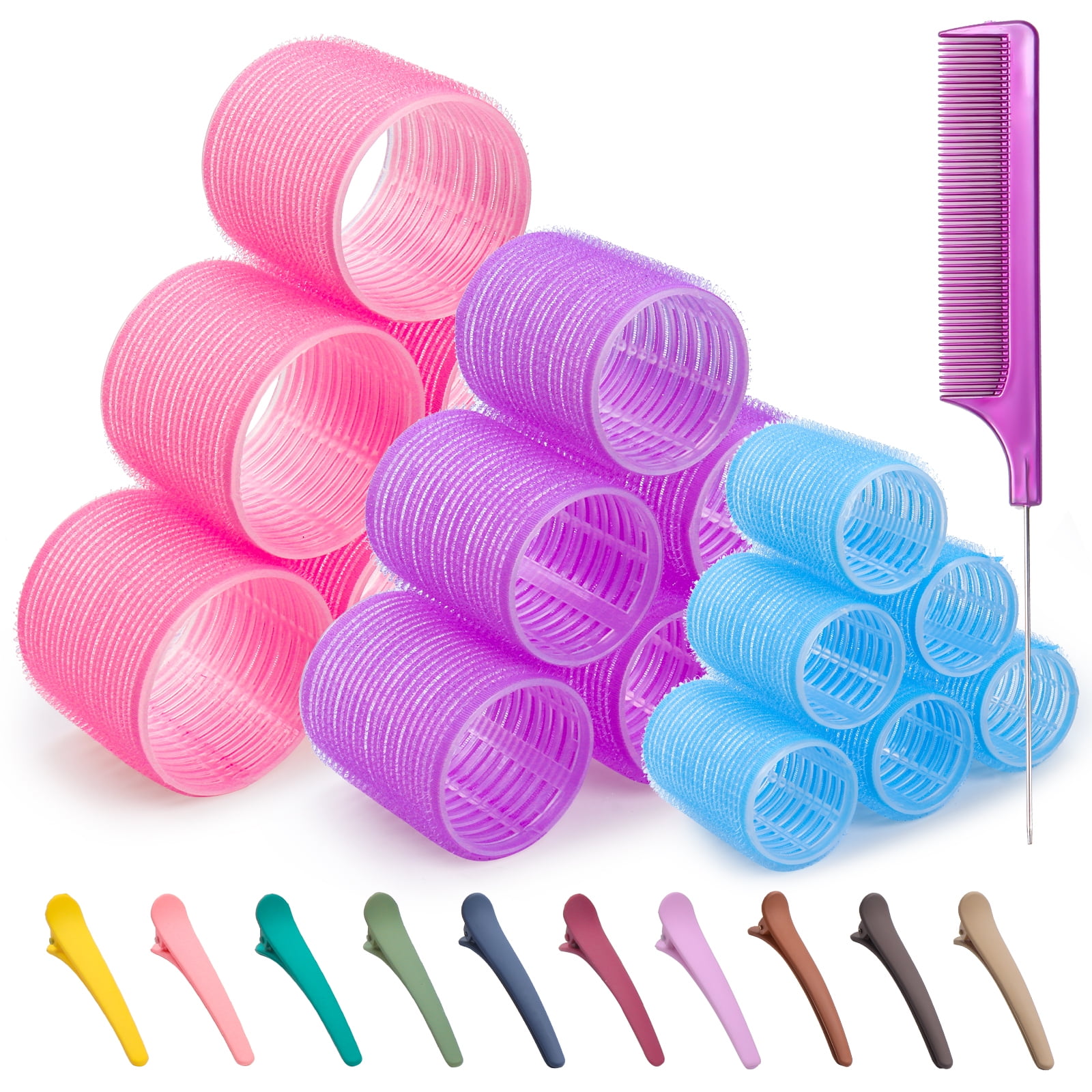 31-Piece Hair Rollers Set, Self-Handle Curler, Salon Quality, Random ...
