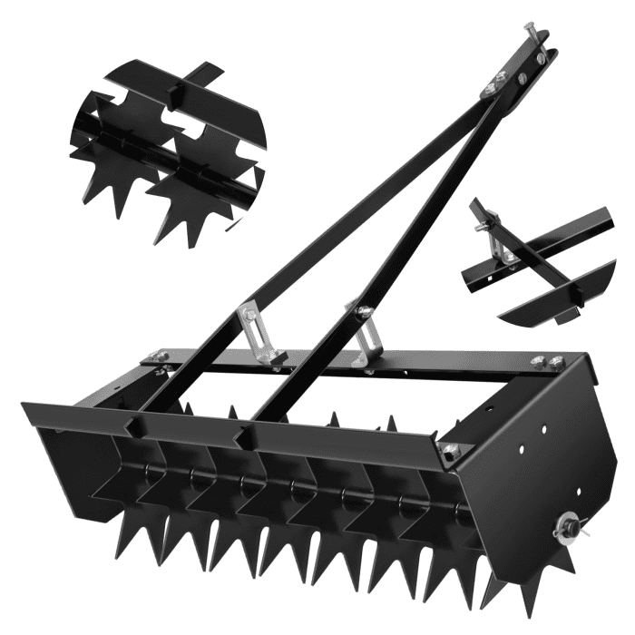 31" Push Lawn Aerator Tool, 26.8 lbs, 200 lbs Capacity, Tow Behind ...