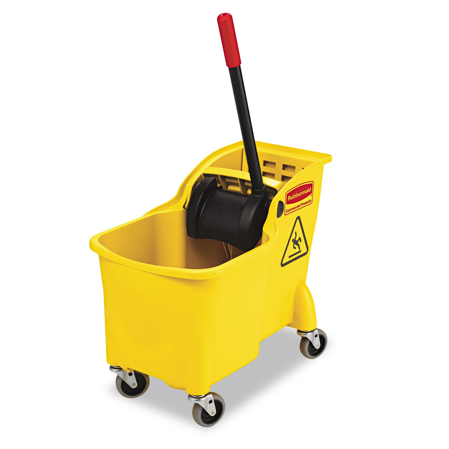 31 QT Tandem Mop Bucket and Wringer Combo on Wheels, Yellow, for Floor ...