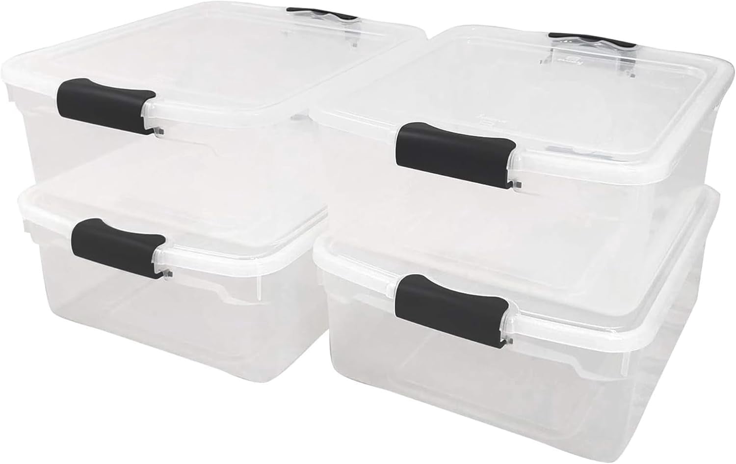 31-Quart Clear Plastic Stackable Storage Bin with Lid Container Box ...
