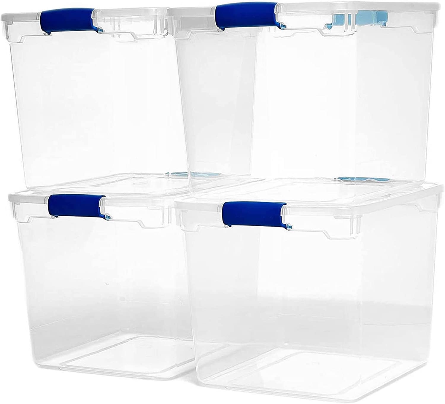 31 Quart Heavy Duty Stackable Toy Organizer Bins: Clear, Latching Lids ...