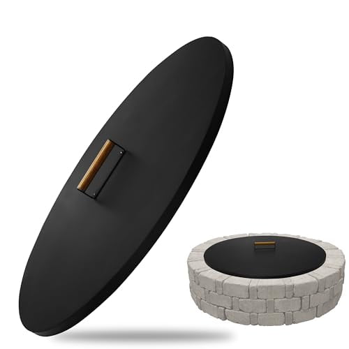 31” Round Fire Pit Lid – Powder Coated Fire Pit Cover Lid Round for Outdoor Fireplace -16 Gauge ...