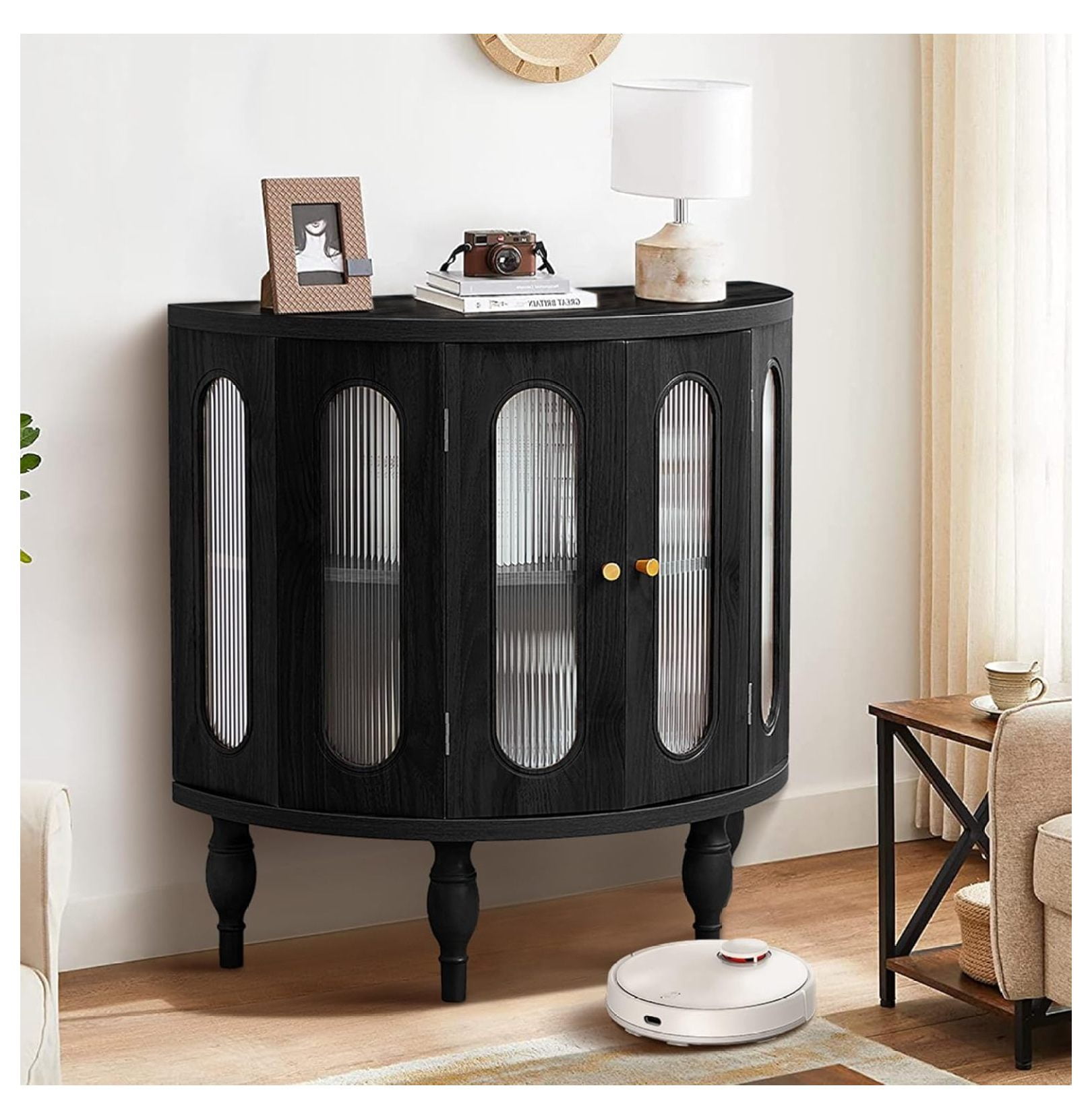 31'' Sideboard Buffer Cabinet with Storage, Semi-Circle Modern Accent ...
