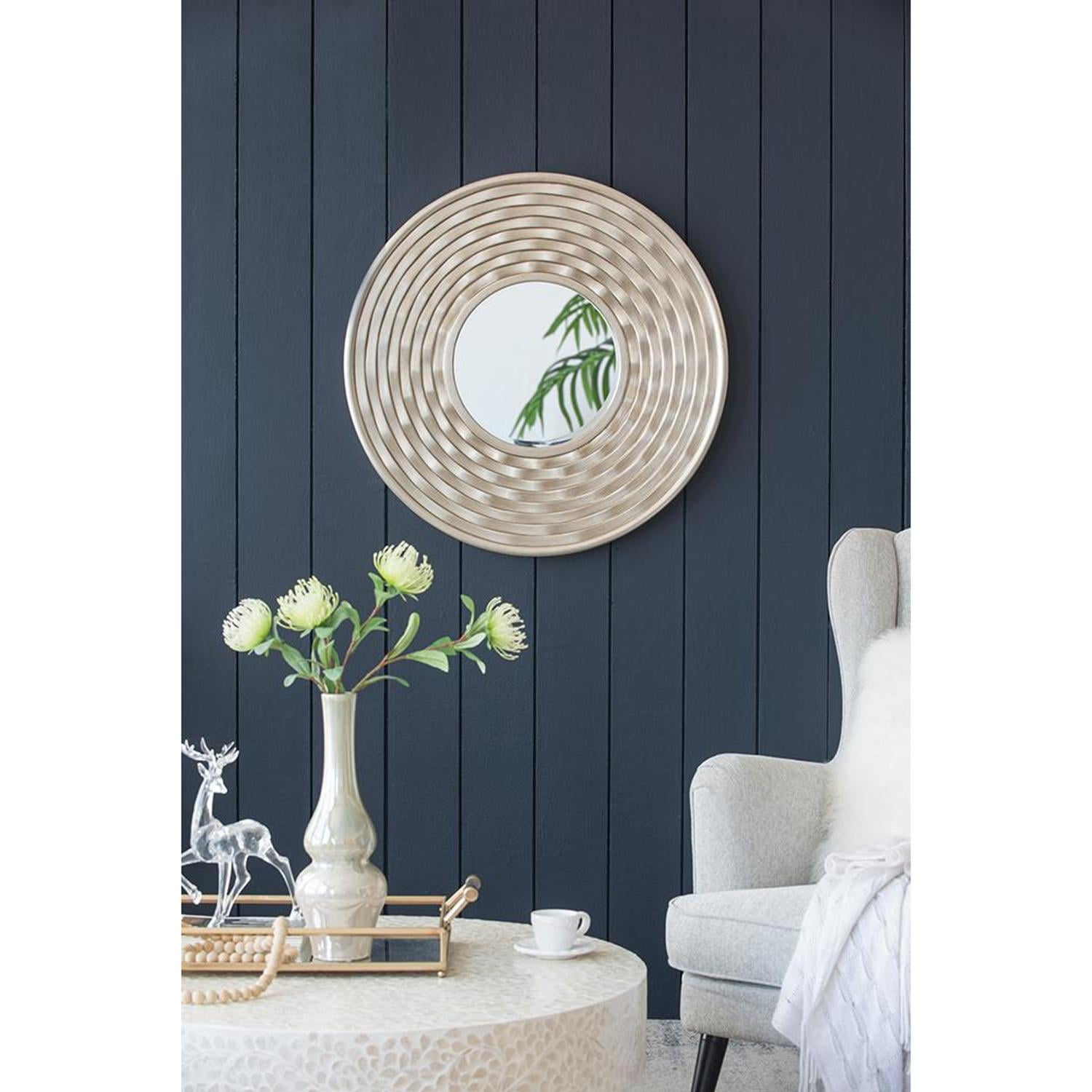 HomeRoots 485078 31 in. Silver Round Dimensional Thick Frame Accent ...