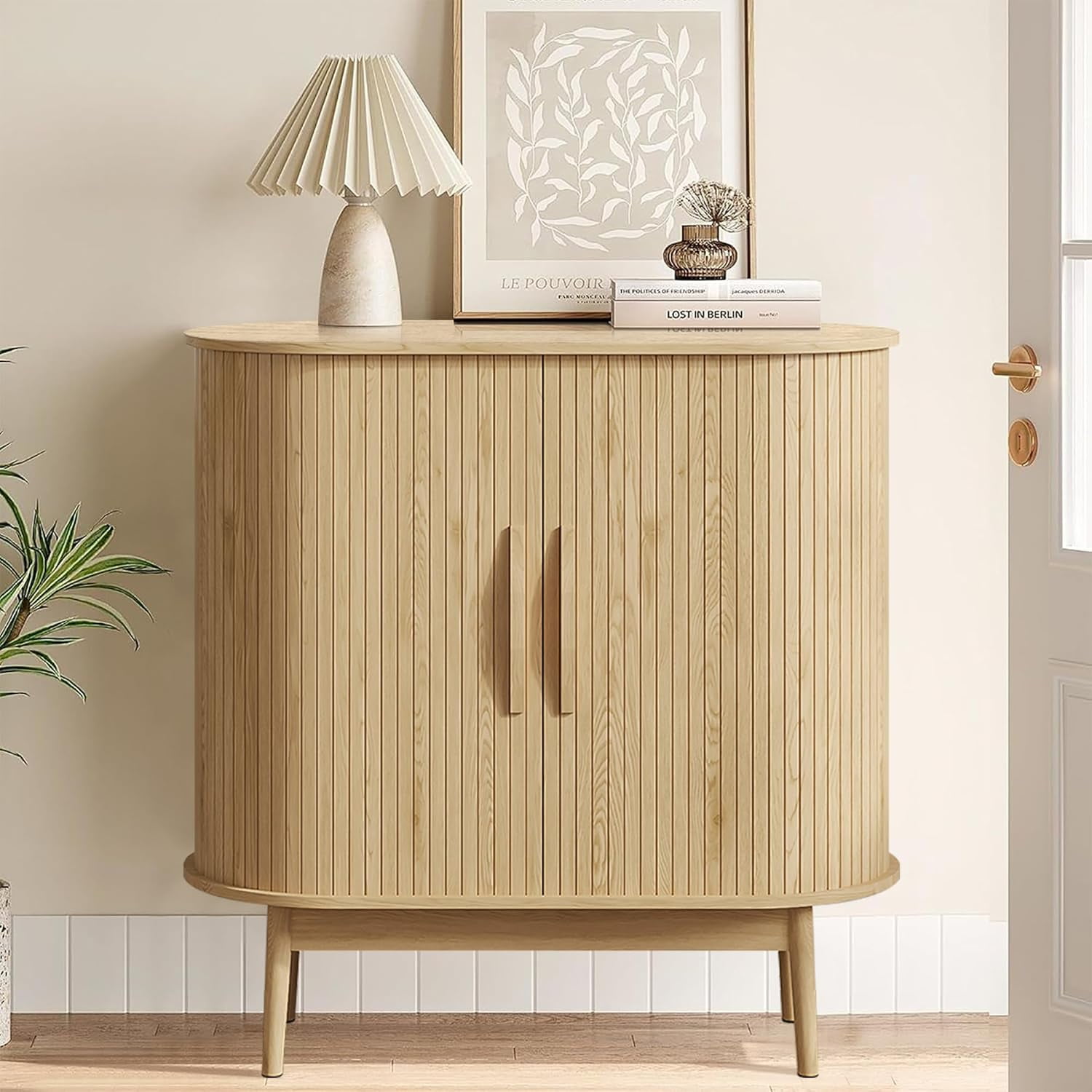 31" Small Sideboard Buffet Cabinet with Storage, Sliding Doors, Wood ...