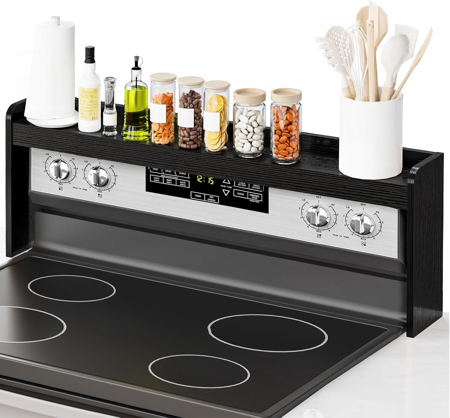 31” Stove Top Shelf, Over the Stove Spice Rack, Wood Space Saving ...