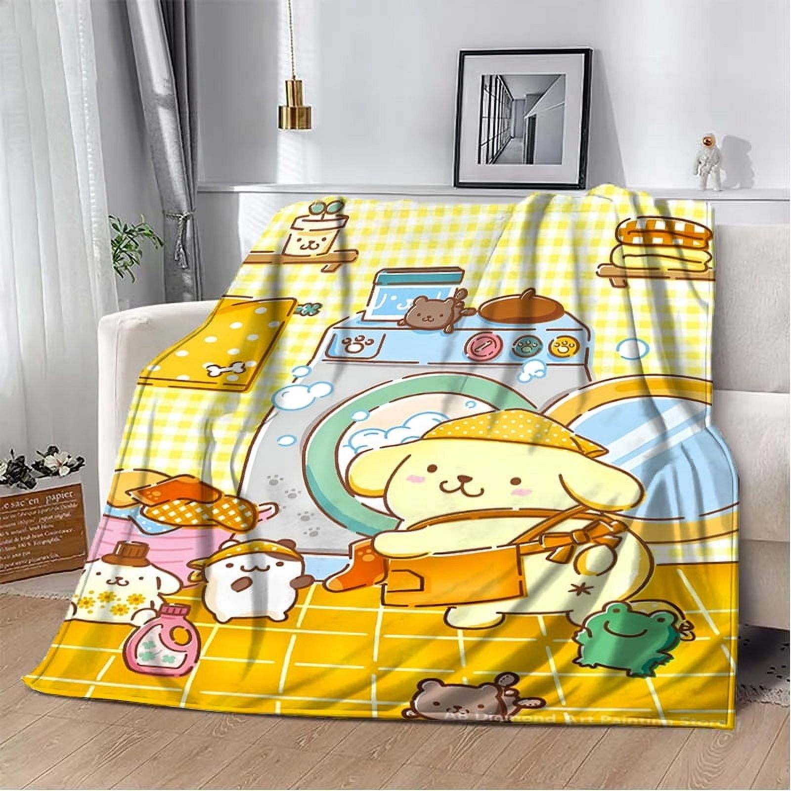 31 Style Sanrio Pom Pom Purin Cartoon Flannel Fluffy Soft Blankets ...