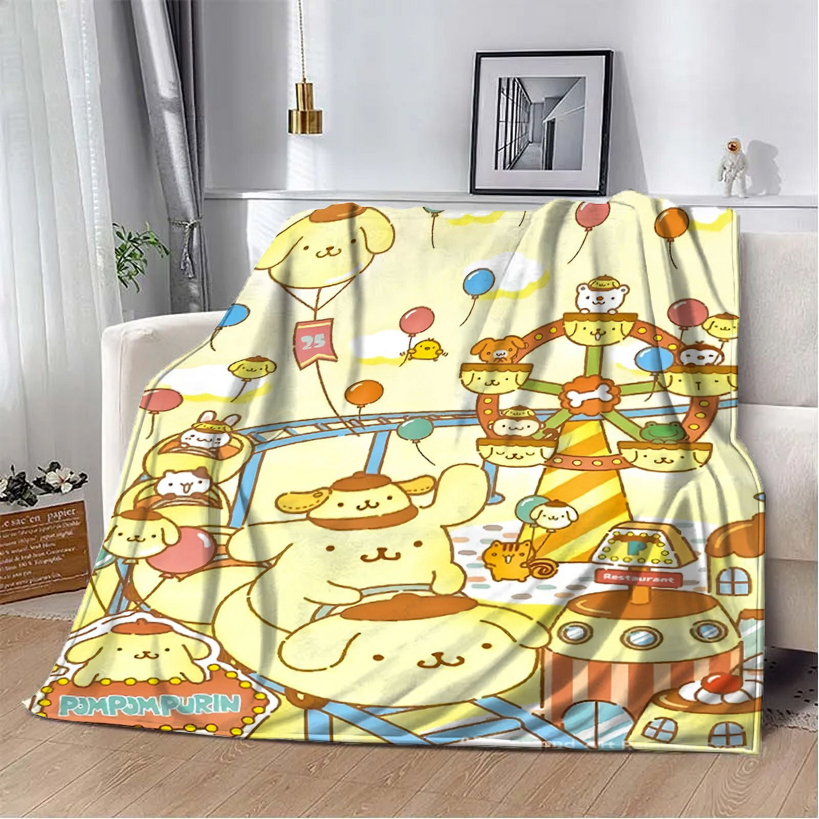 31 Style Sanrio Pom Pom Purin Cartoon Flannel Fluffy Soft Blankets ...