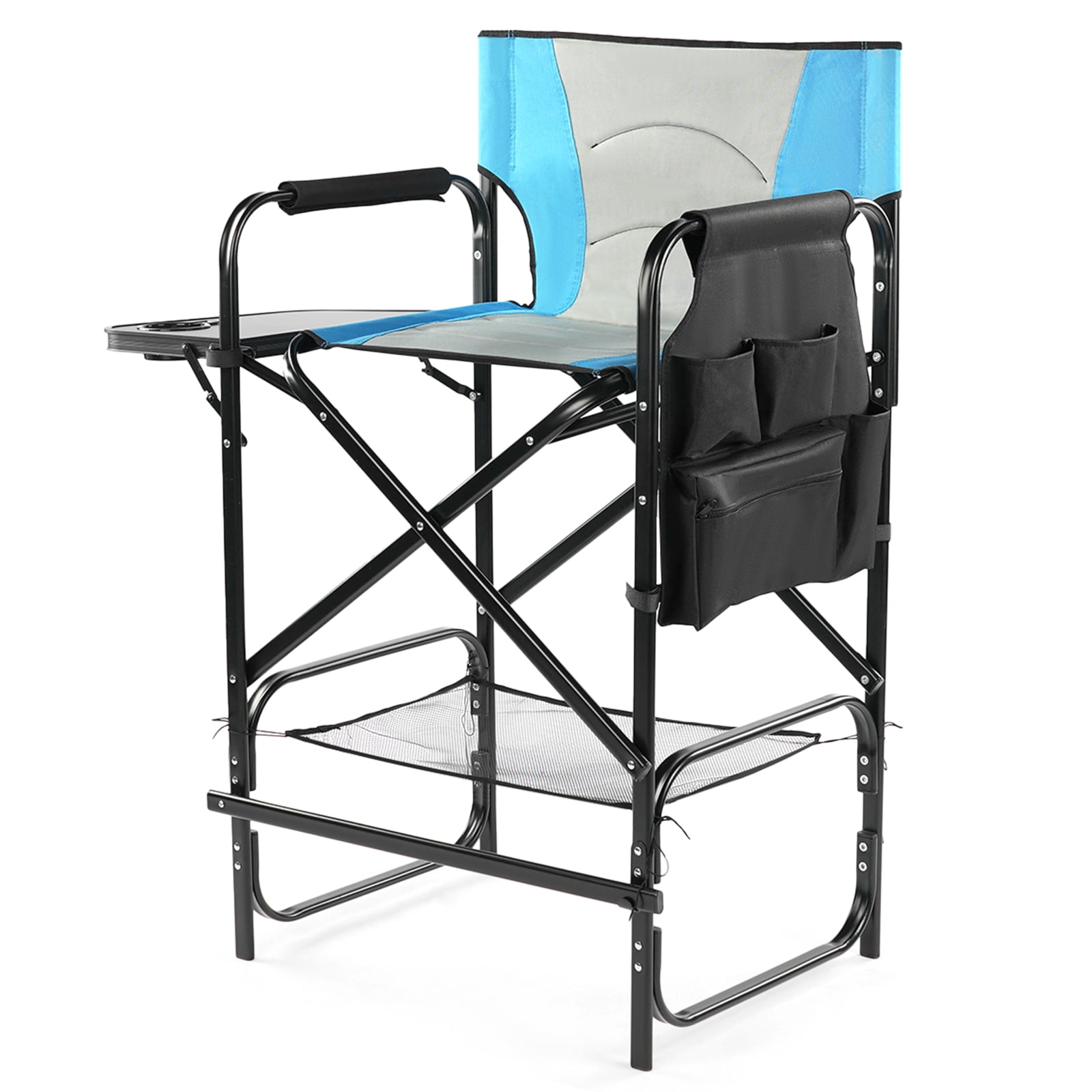 31" Tall Bar-Height Directors Chair with Side Table & Storage Pockets ...