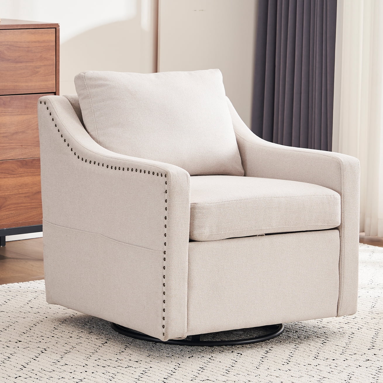 31" W Swivel Accent Chair, Modern Barrel Chair with Hidden Storage ...