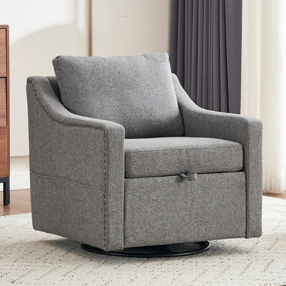 31" W Swivel Accent Chair, Modern Barrel Chair with Hidden Storage ...