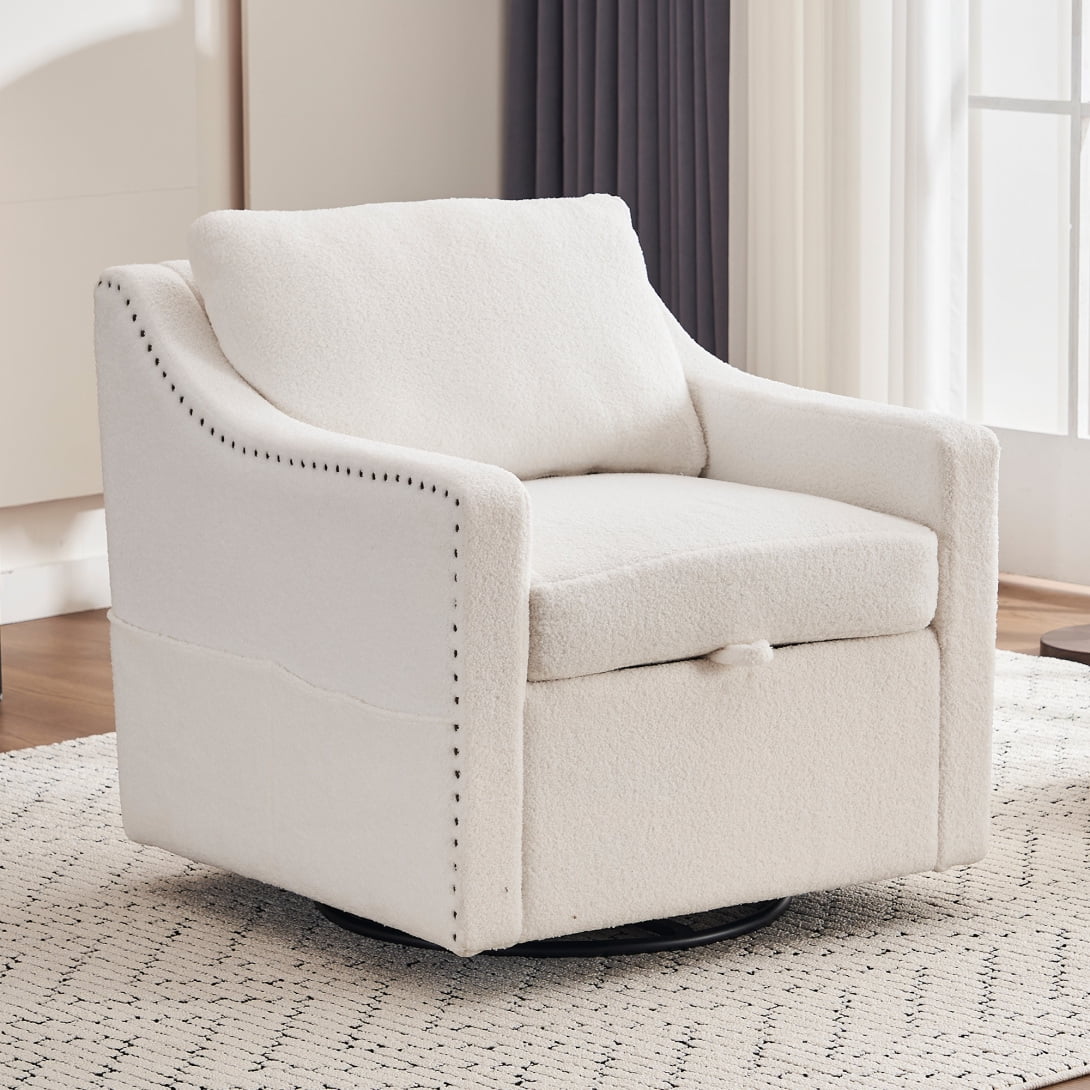 31" W Swivel Accent Chair, Modern Barrel Chair with Hidden Storage ...