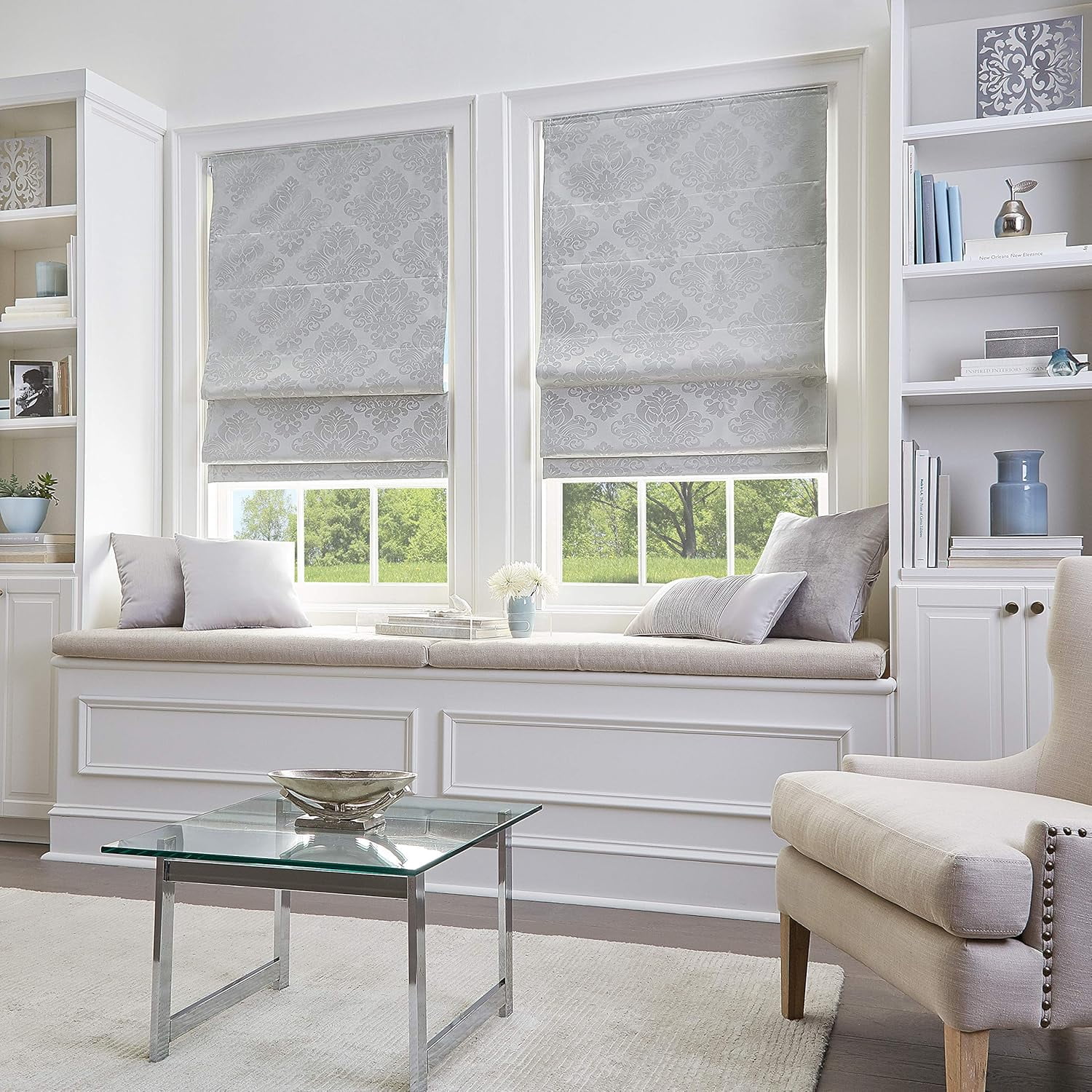 31" W X 64" L Silver Damask Window Shade - Walmart.com