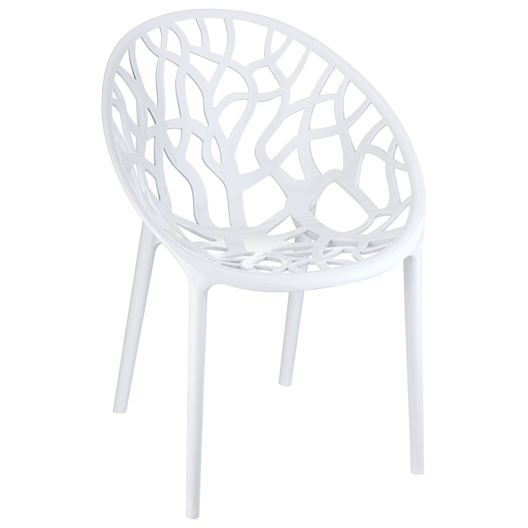 31" White Glossy Stackable Outdoor Patio Dining Chair - Walmart.com