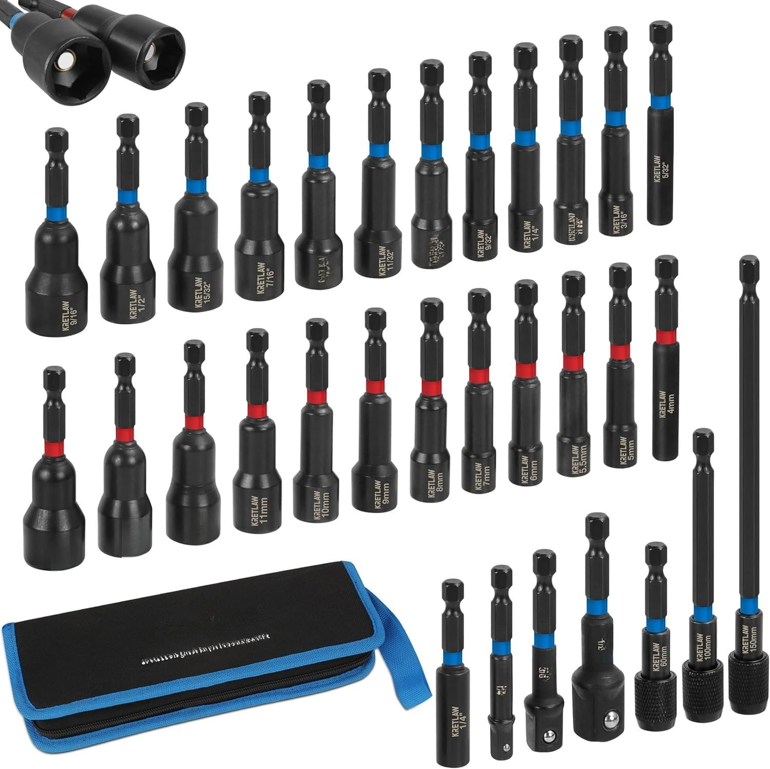 31 count Nut Driver Set, Impact Drill Driver Bit in Cr-V, & Metric ...