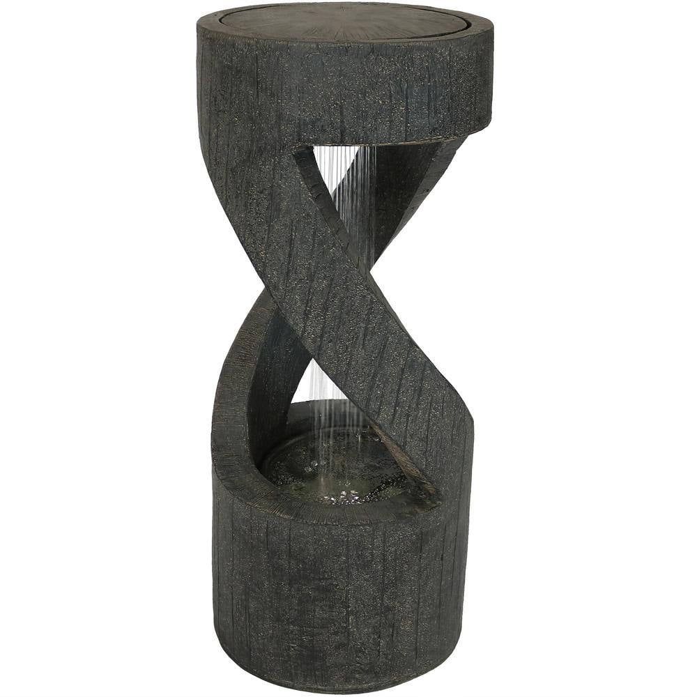 31 in. Contemporary Double Helix Outdoor Water Fountain Feature with ...