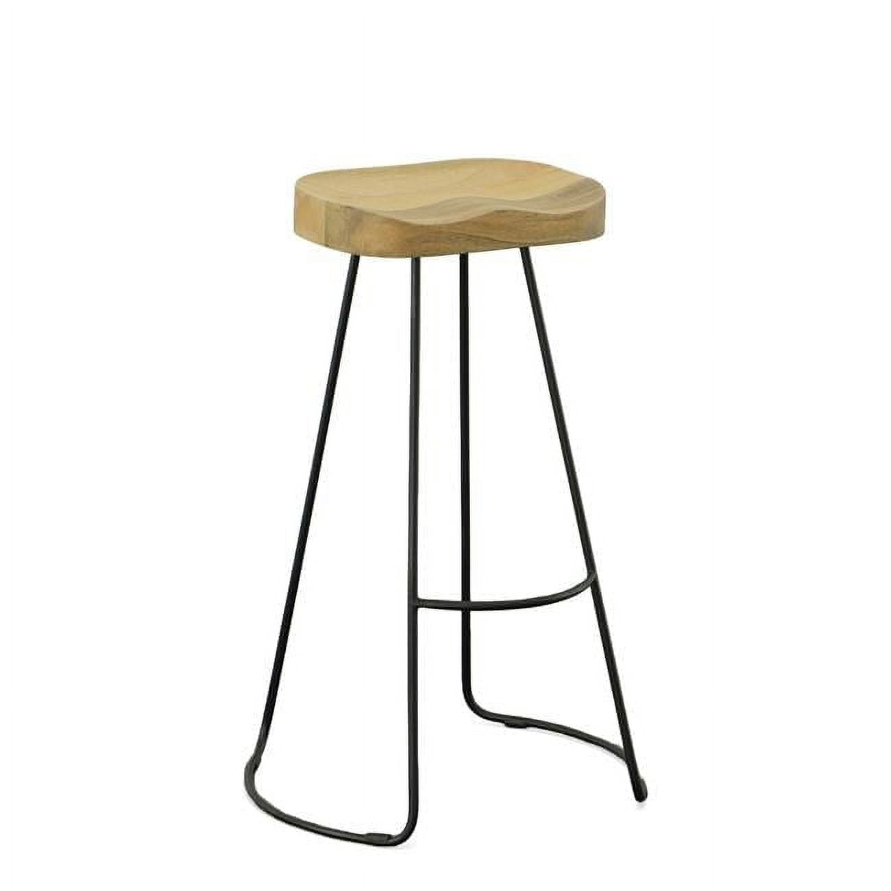 31 in. Natural & Black Steel Backless Bar Height Bar Chairs with ...