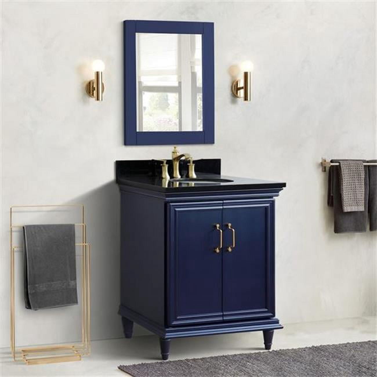 31 in. Single Oval Sink Vanity with Galaxy Granite Top, Blue & Black ...
