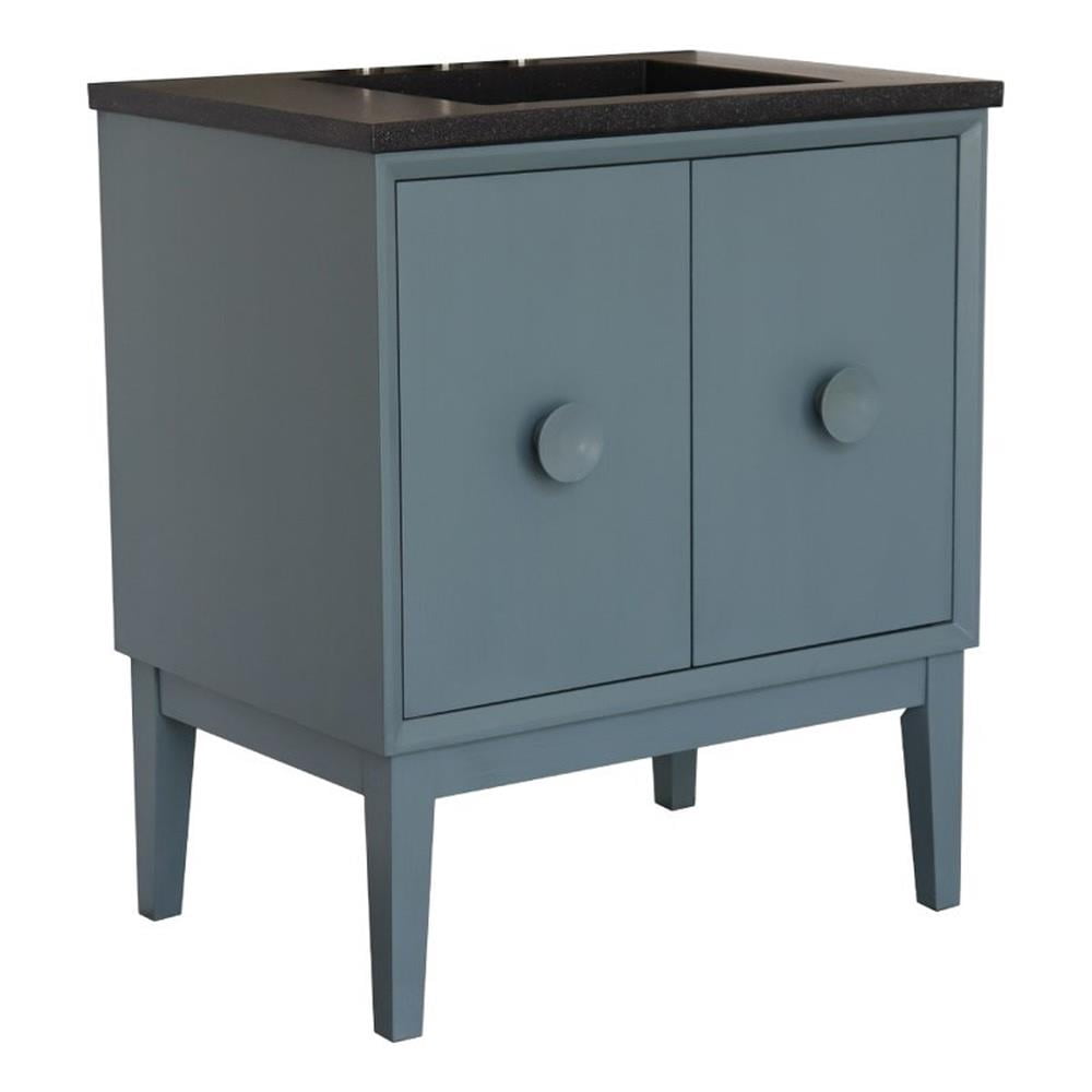 31 in. Single Wooden Vanity Aqua Blue with Black Concrete Top Rectangle ...