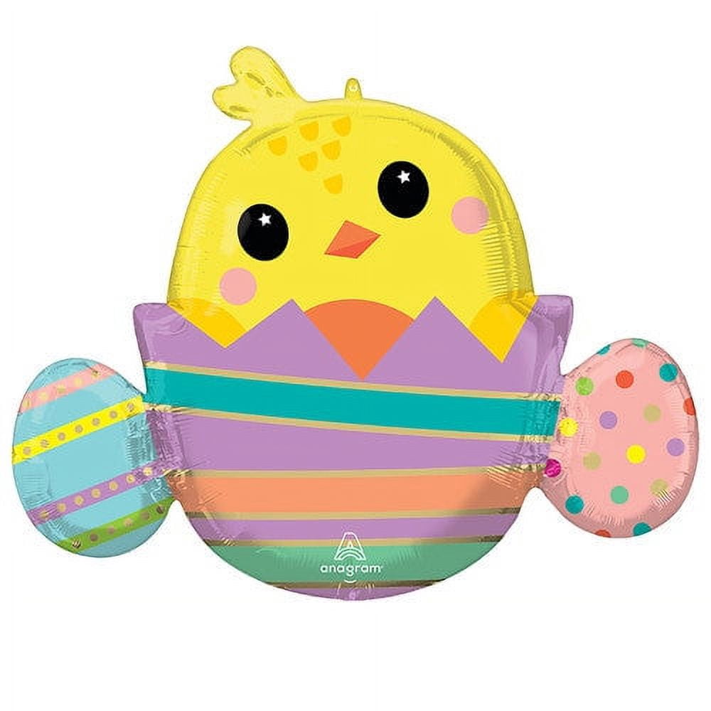 31 inch Chicky In Striped Egg Foil Mylar Balloon - Party Supplies ...