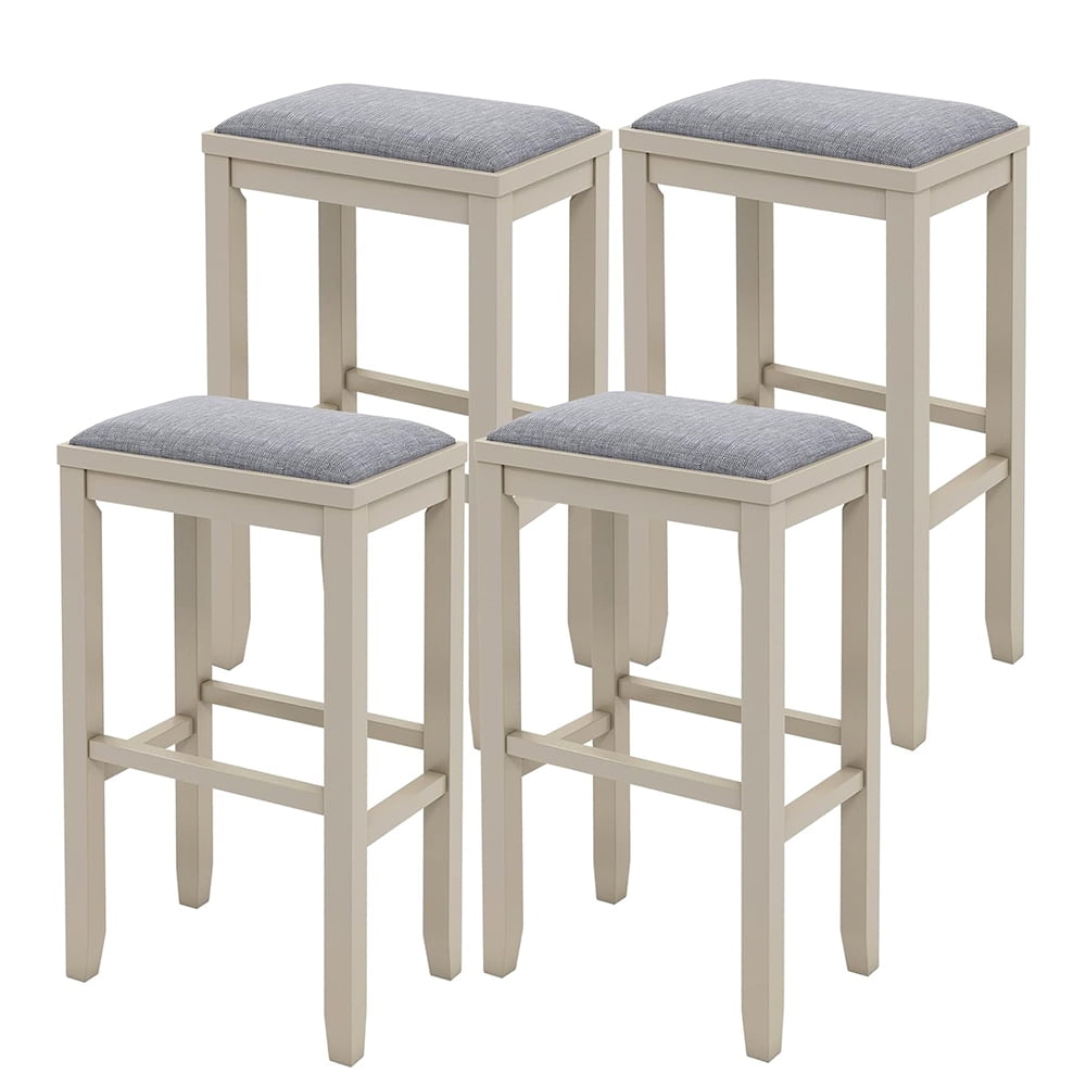 31-inch Upholstered Saddle Stools, Vintage Counter Height Chairs with ...