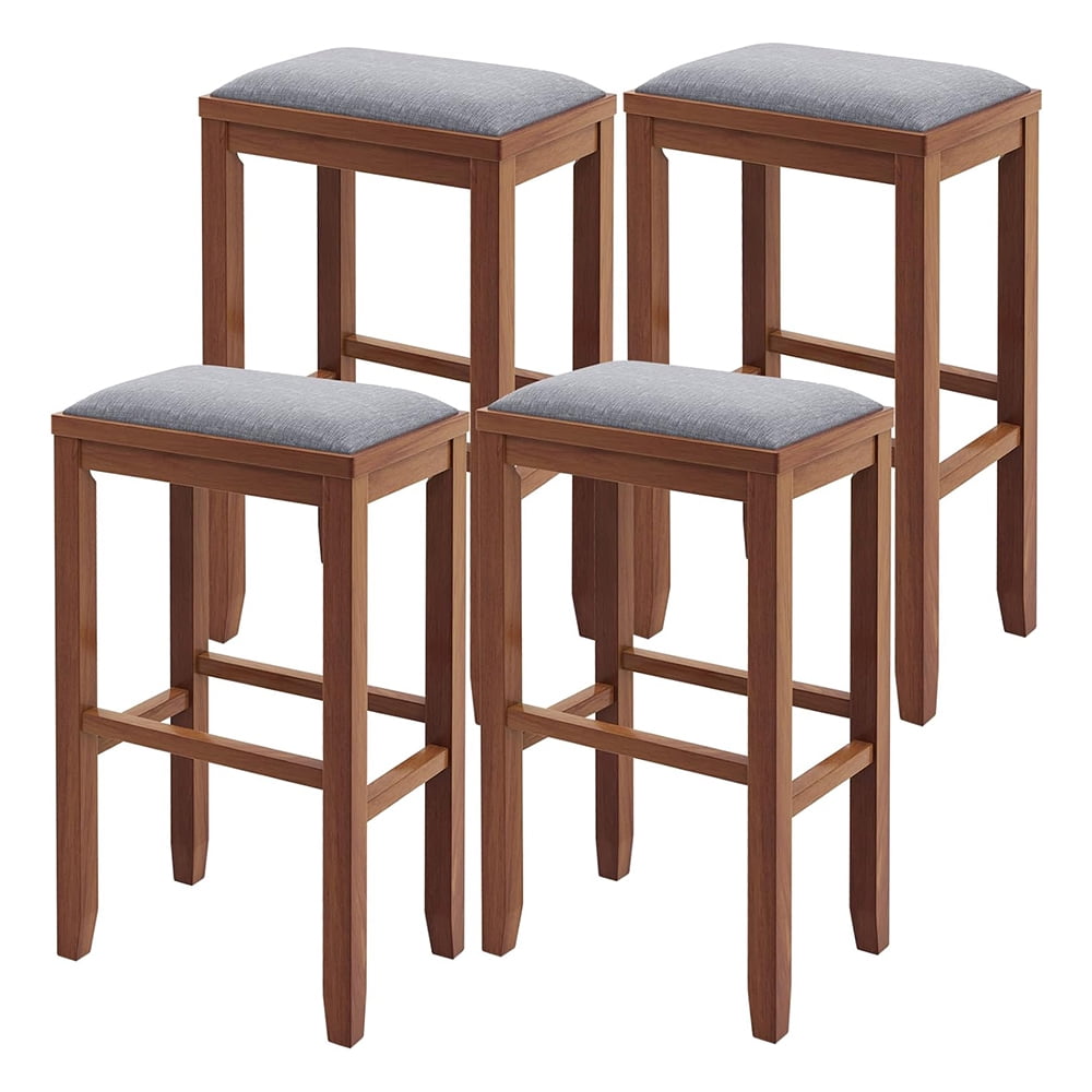 31-inch Upholstered Saddle Stools, Vintage Counter Height Chairs with ...