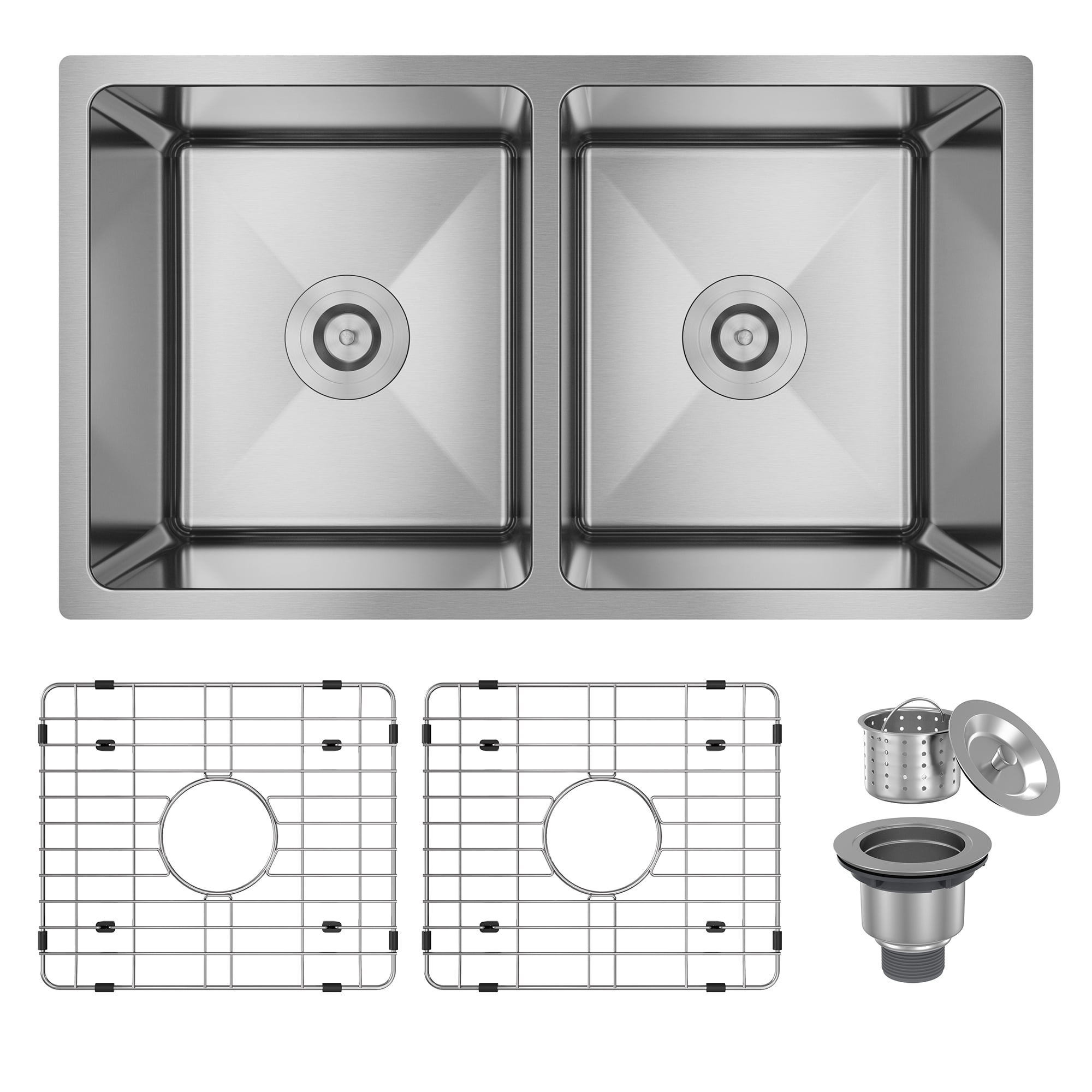 31-inch brushed stainless steel sink under the table 9-inch deep 50/50 ...