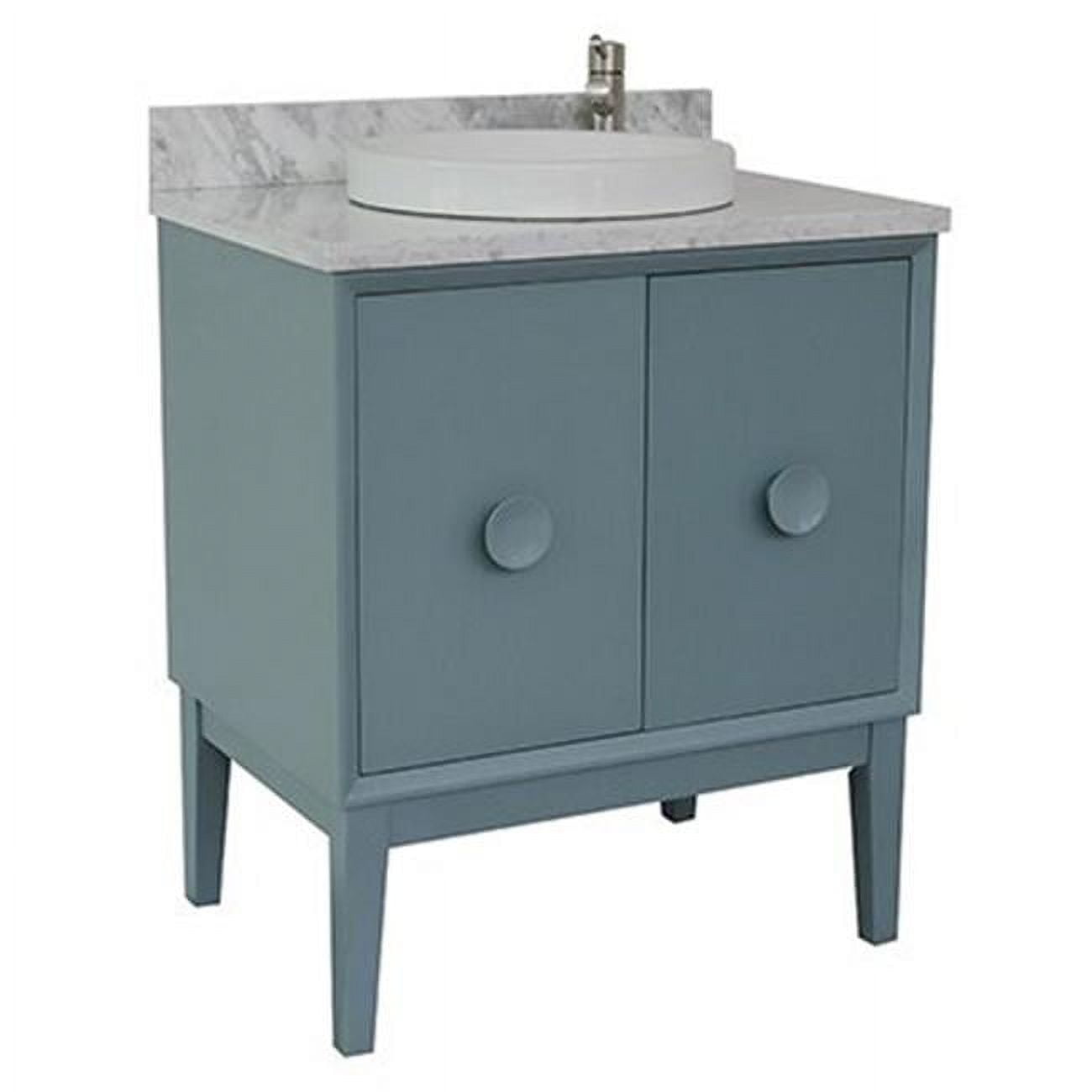 31 x 22 x 36 in. Single Vanity, Aqua Blue Top with White Carrara ...