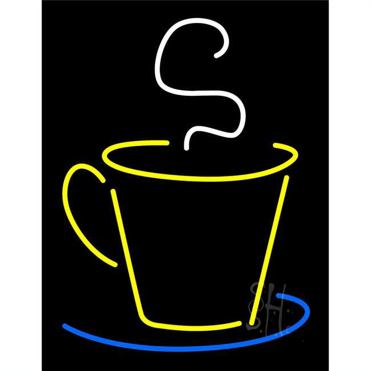 31 x 24 in. Coffee Cup Neon Sign - White, Blue & Yellow - Walmart.com