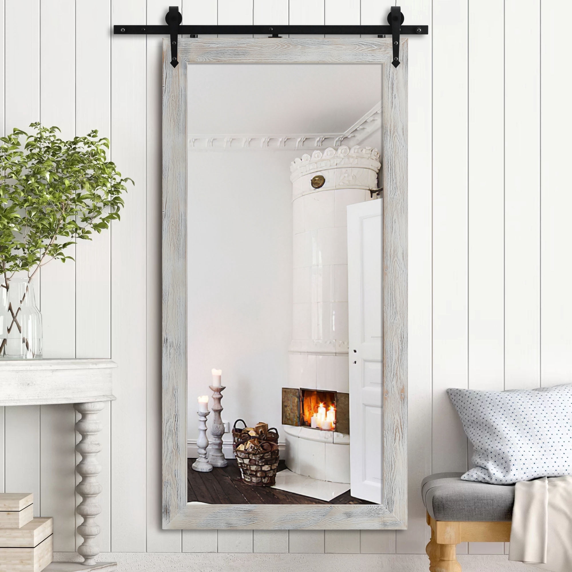 NeuType White Rustic Wall Mirror 62 x 31 - Walmart.com