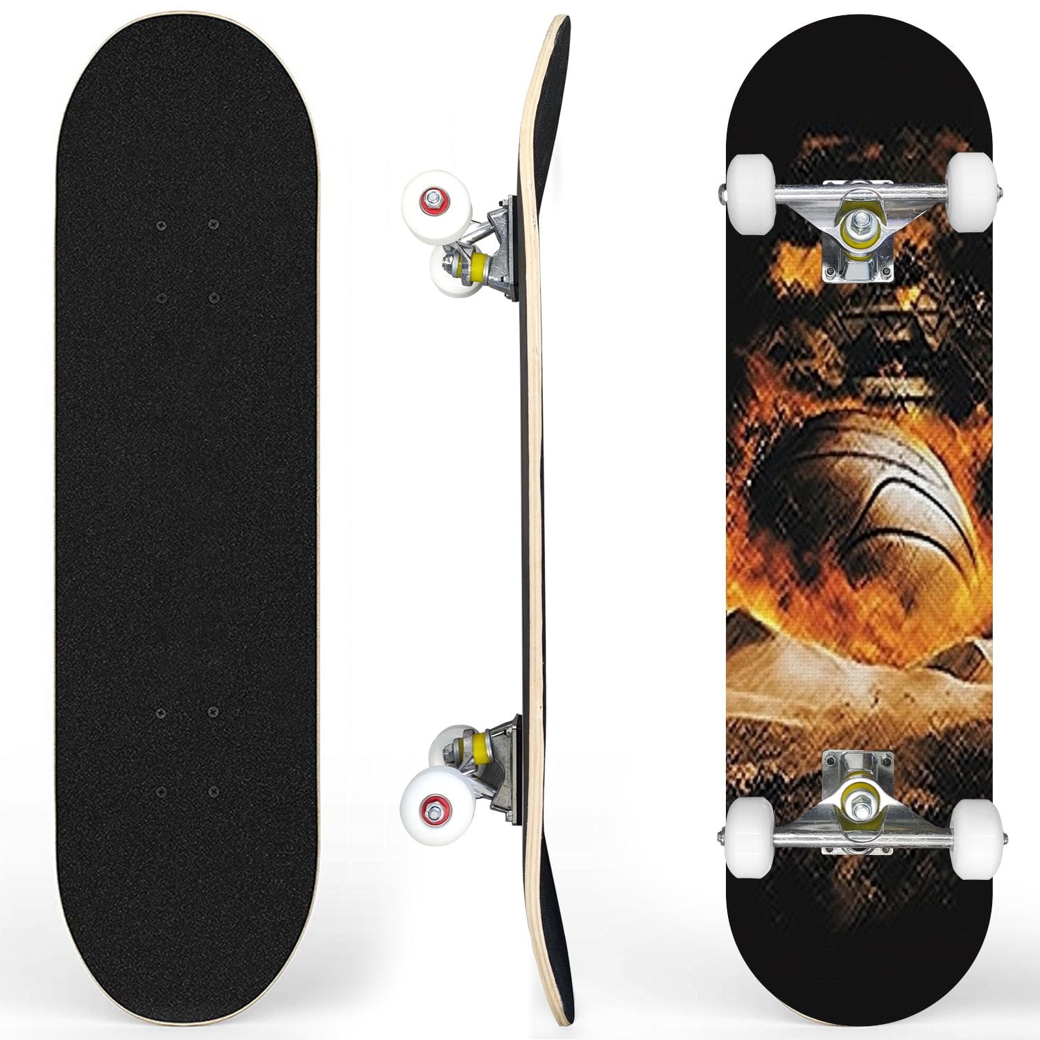 31" x 8" Complete Skateboard,7-ply Maple Deck Basketball Skate Board ...