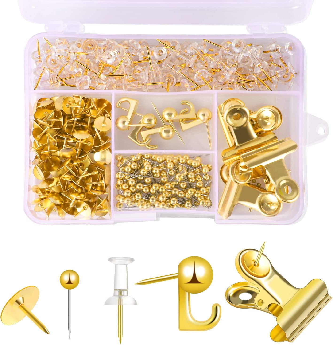 310 Pcs Gold Push Pins Set, Gold Thumb TacksPush Pins for Cork Board ...