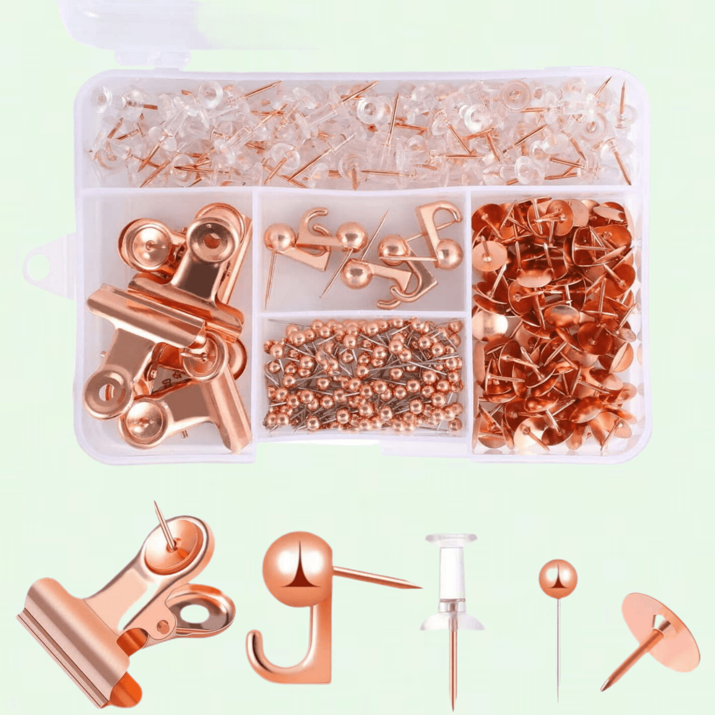 310 Pcs Rose Gold Push Pins Set, Rose Gold Thumb TacksPush Pins for ...